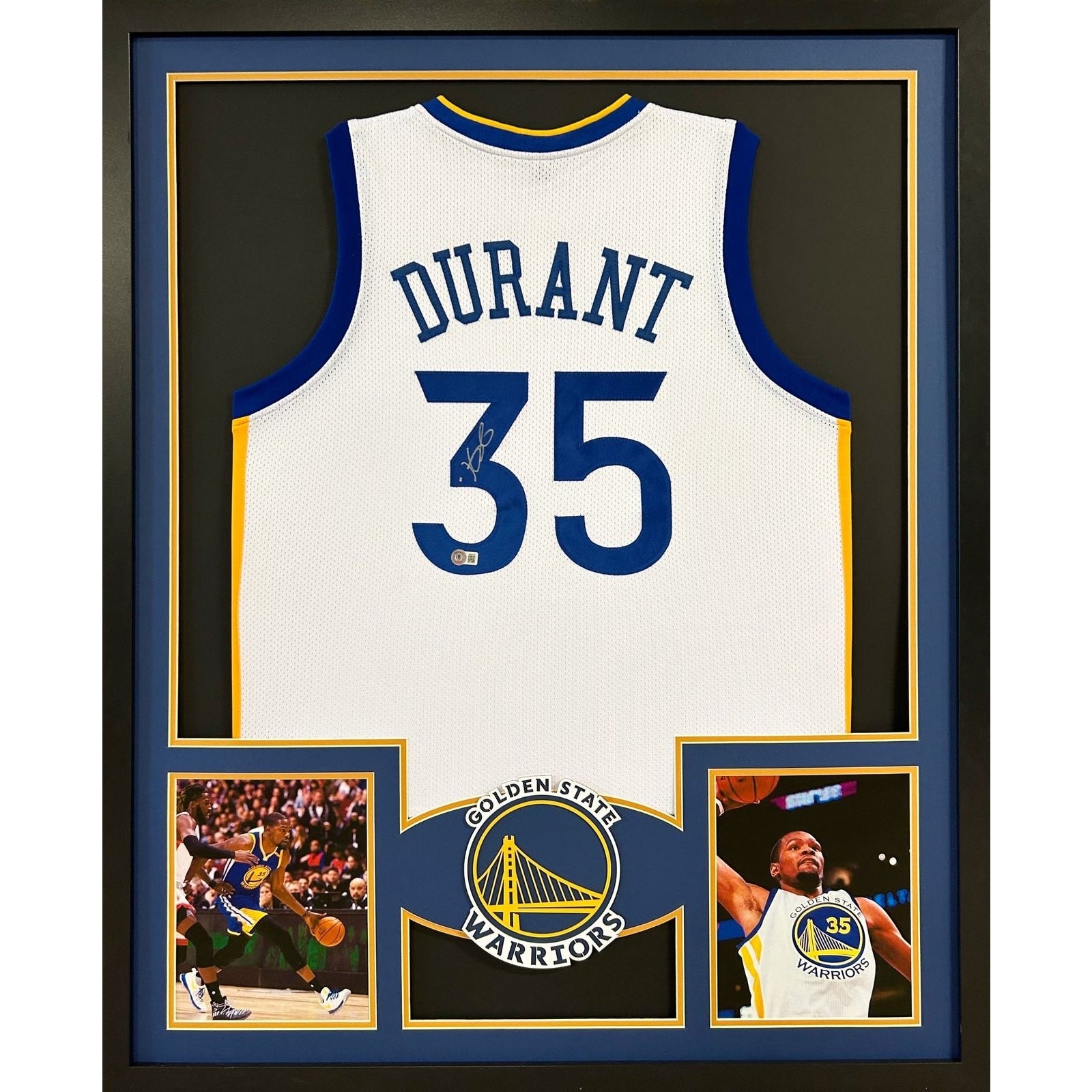 Kevin Durant Signed Framed White Jersey Beckett Autographed GS Warrior